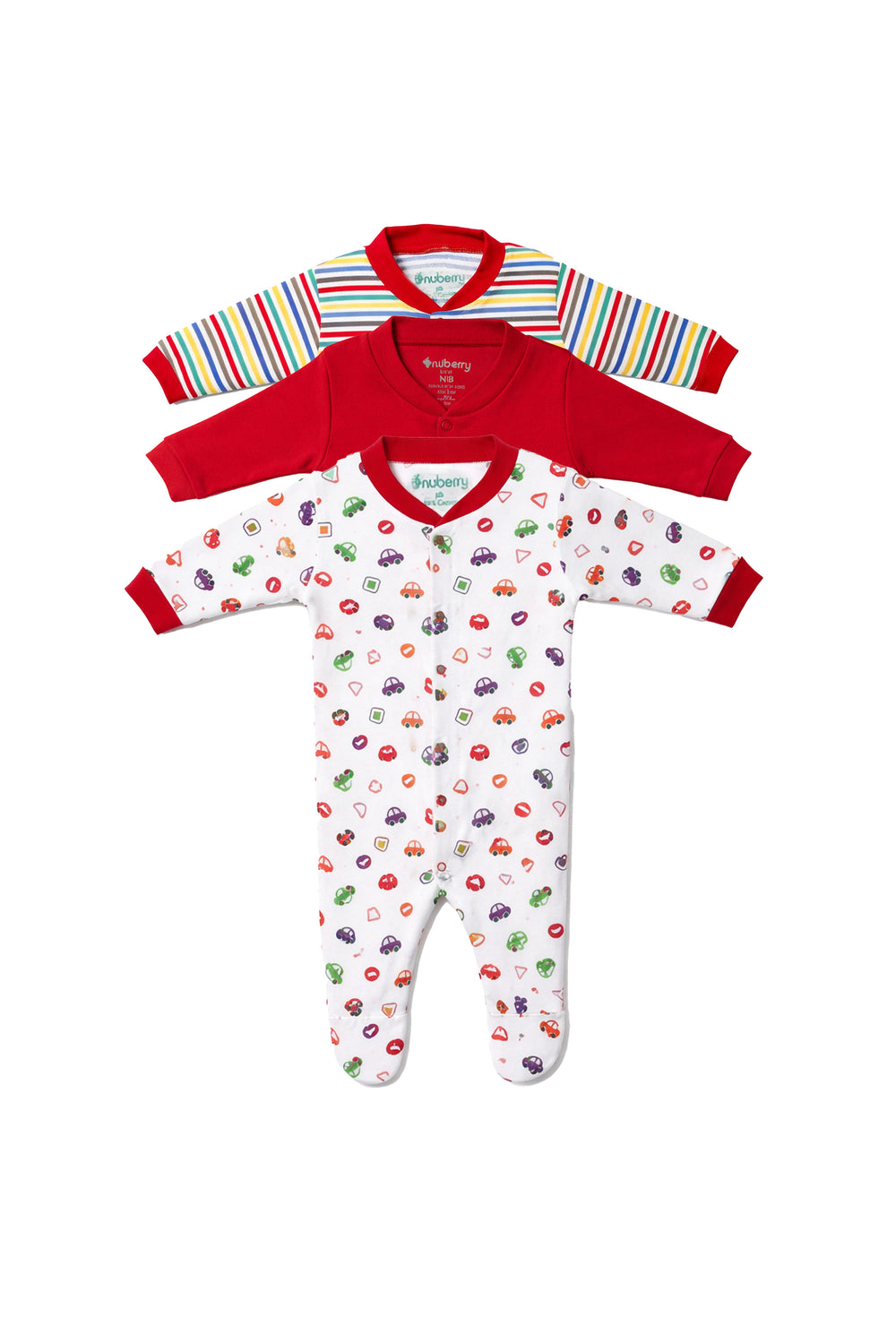 Mom’s Choice Pure Cotton Sleep Suits (3-Pack)